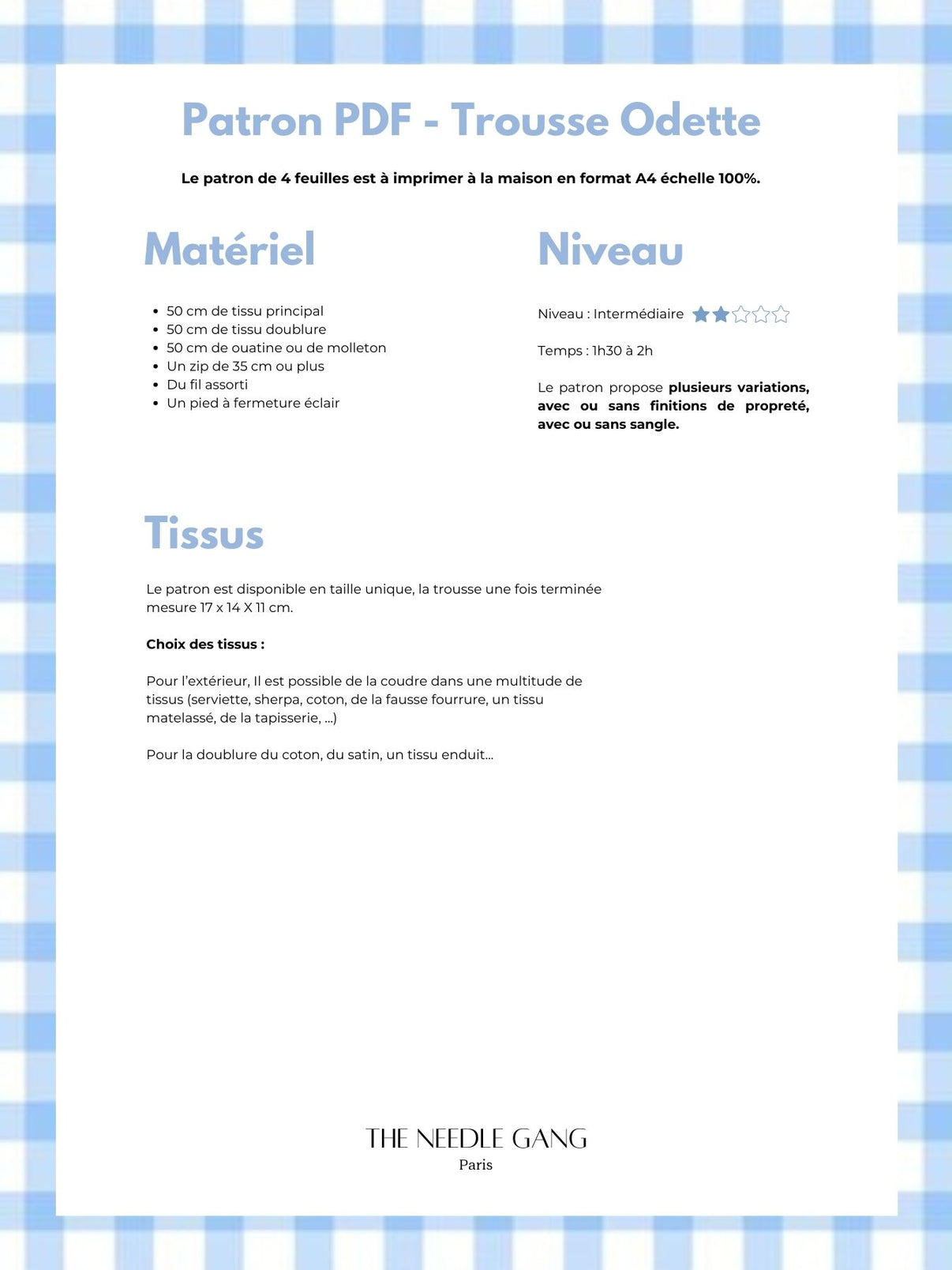 Patron pdf de la trousse Odette - Patron de couture - The Needle Gang ...