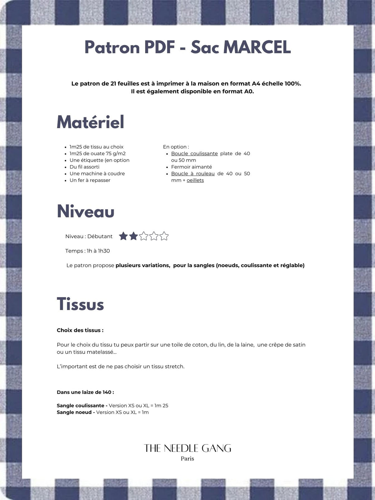 Patron pdf sac Marcel - Patron de couture - The Needle Gang – The ...