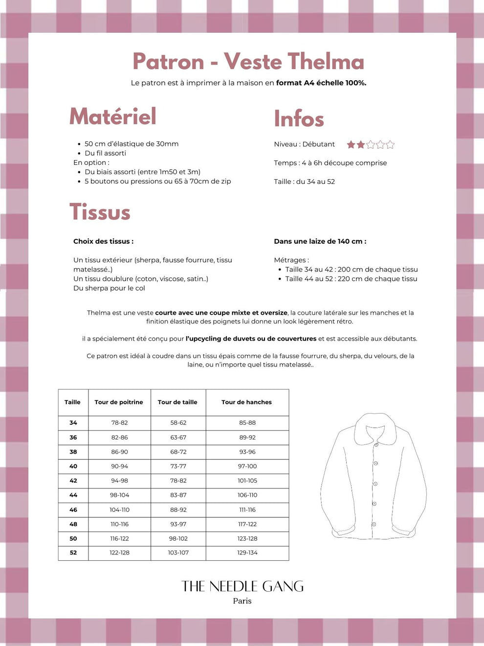 Patron de couture PDF - Veste Thelma - The Needle Gang – The Needle Gang